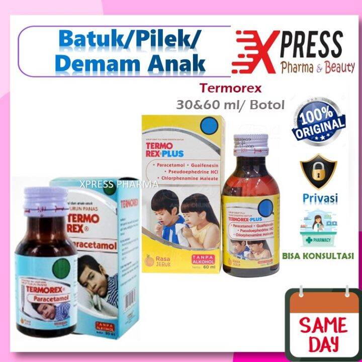 ⚡XPRESS⚡ Termorex SIRUP 30/ 60 Plus Obat Batuk Pilek Panas Demam Nyeri ...