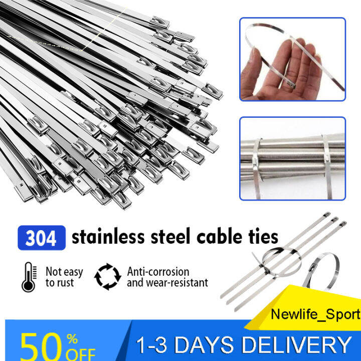 1PC Stainless Steel Cable tie Self-Locking Exhaust Wrap Ties Multi ...
