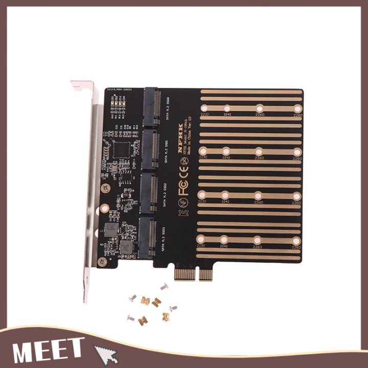 🟠🟡 MEET🟢🔵 PCIE to M2 Adapter PCI Express X1 3.0 4 Port B Key M.2 NGFF ...