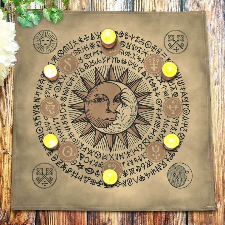 Sun and Crescent Moon Velvet Tarot Tablecloth Runes Altar Cloth ...