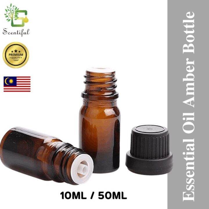 AMBER GLASS BOTTLE WITH DRIPPER CAP 10ML | 50ML | FOR ESSENTIAL OIL ...