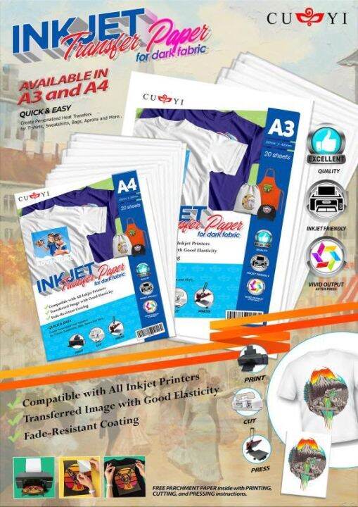 CUYI New Improved Dark Transfer Paper A4 Size (20 Sheets) | Lazada PH