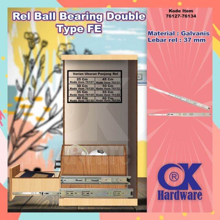 Rel / Rail Laci Ball Bearing Double Track FE BERBAGAI UKURAN OK ...