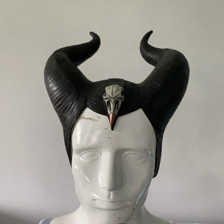 Maleficent Horns Cosplay Headpiece Masks Women's Black Queen Latex Mask ...