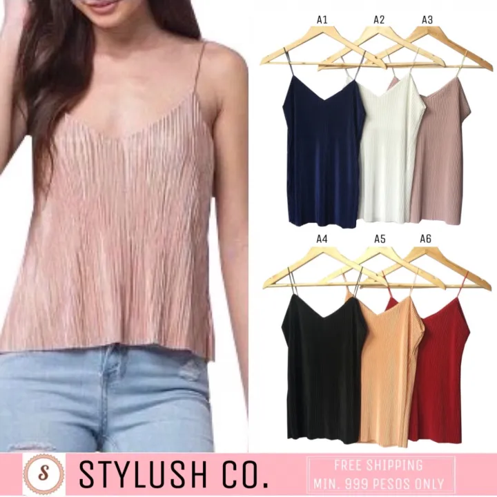 Electric Pleated Cami String Top | Lazada PH