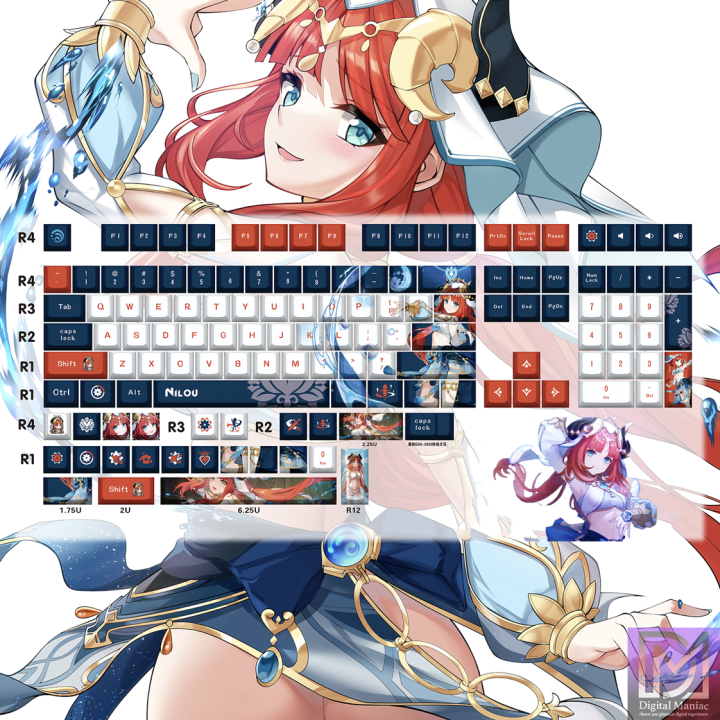 Nilou Genshin Impact Keycap PBT Dye Sub Cherry Blue Red Keycaps 130pcs Fit All Layout Mechanical ...