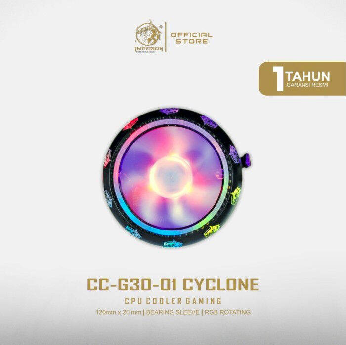 Fan / Kipas Gaming Imperion CPU Cooler CC-G30-01 Cyclone, RGB | Lazada ...