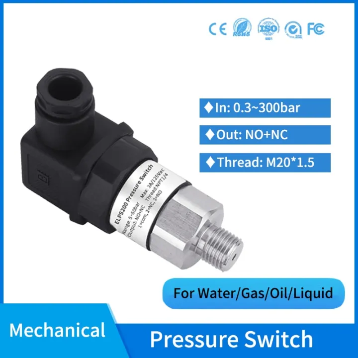 0.3-400Bar Hydraulic General Adjustable Pressure Switch Mechanical Gas Oil Water Piston NPT1/4 ...