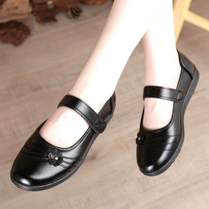 shuta kids girl black school shoes flower design waterproof | Lazada PH