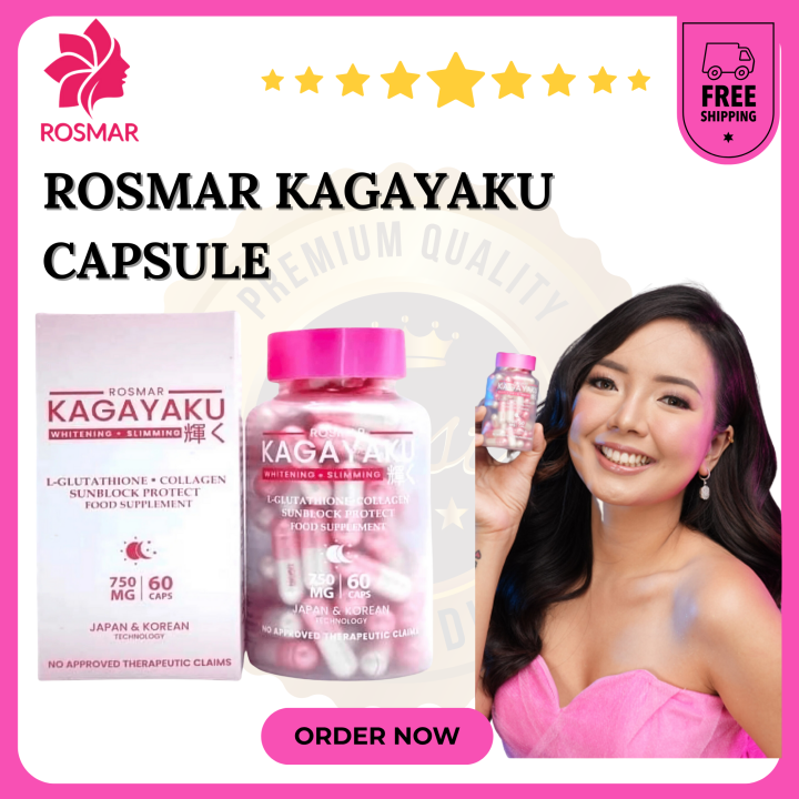 ROSMAR KAGAYAKU CAPSULES 750MG 60CAPS PER BOTTLE L GLUTATHIONE COLLAGEN ...
