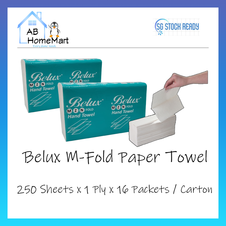 💯 [SG STOCK] M Fold Hand Paper Towel Belux | Kitchen Towel | Tissue | 16 pkts / Carton | Lazada ...