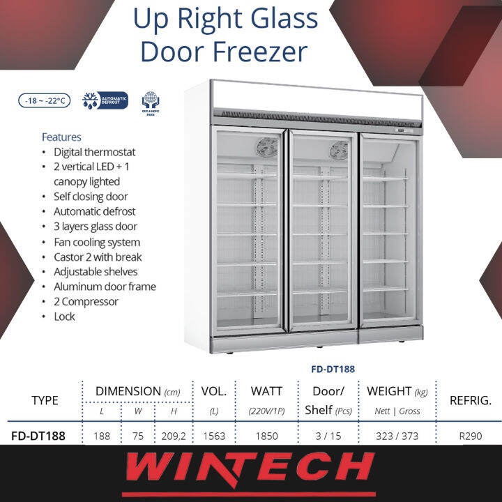 Gea FD-DT188 Up Right Glass Door Freezer - Freezer Showcase untuk ...
