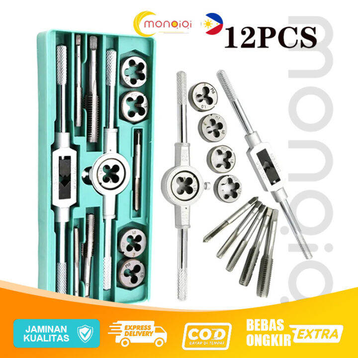 Monqiqi 8/12/20 Pcs Set Alat Snai Dan Tap Ulir Dart Mur Baut M3-M12 - Tap and Die Set Alat Snai ...