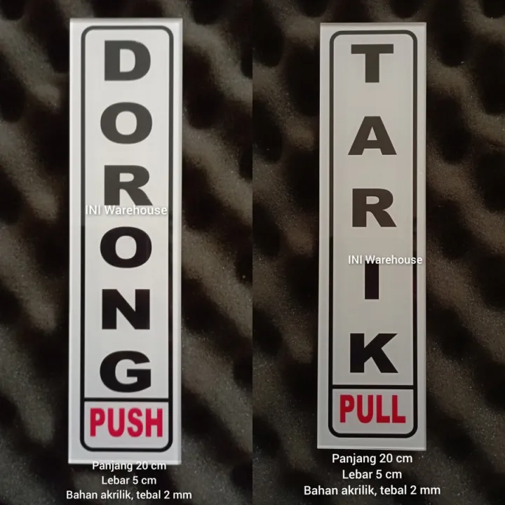 Acrylic Sign Signage DORONG TARIK Rambu Simbol Akrilik 5 x 20 cm ...