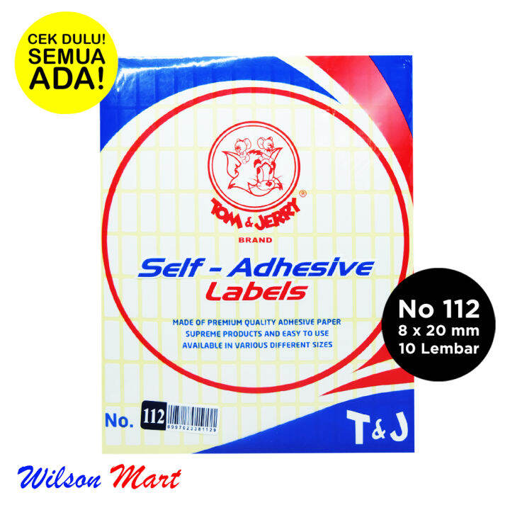 TOM AND JERRY NO 112 8 X 20 MM SELF ADHESIVE LABELS ISI 10 LEMBAR ...