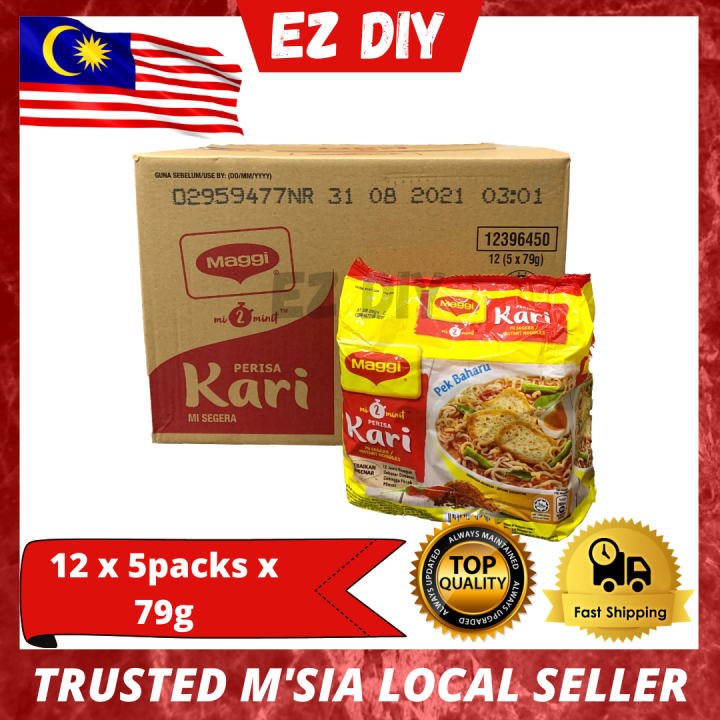 Maggi Kari (12x5x79g) Maggi 2 Minute Curry 1 Carton/Box Instant Noodle ...