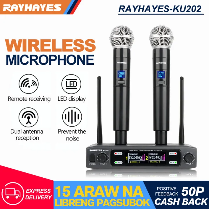 RAYHAYES KU-202 High Quality Wireless Microphone System Dual Handheld 2 ...
