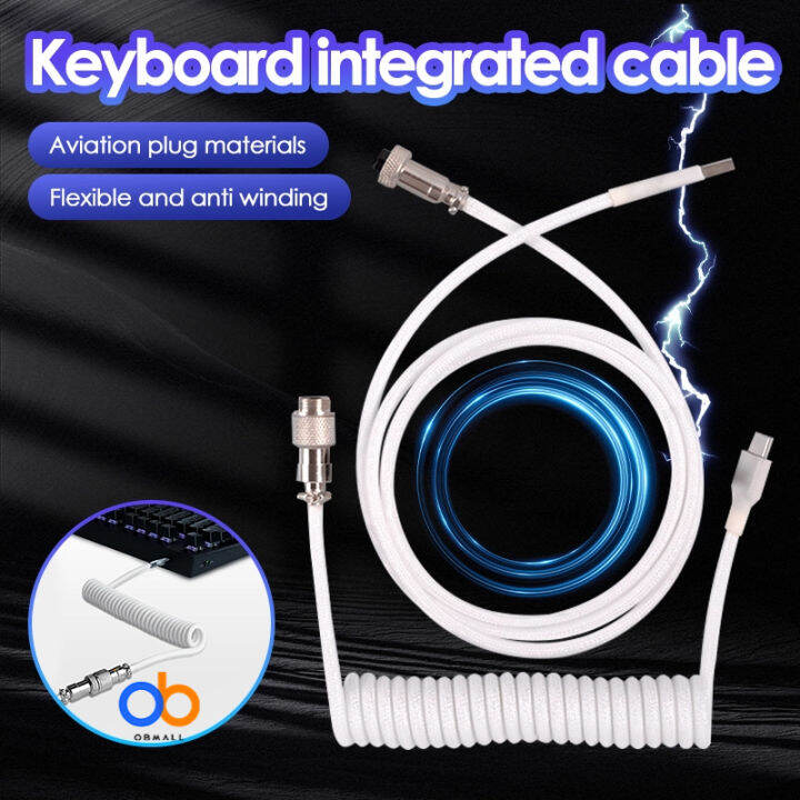 Single Sleeved PET Mechanical Keyboard Coiled USB to Type C Mini Micro ...