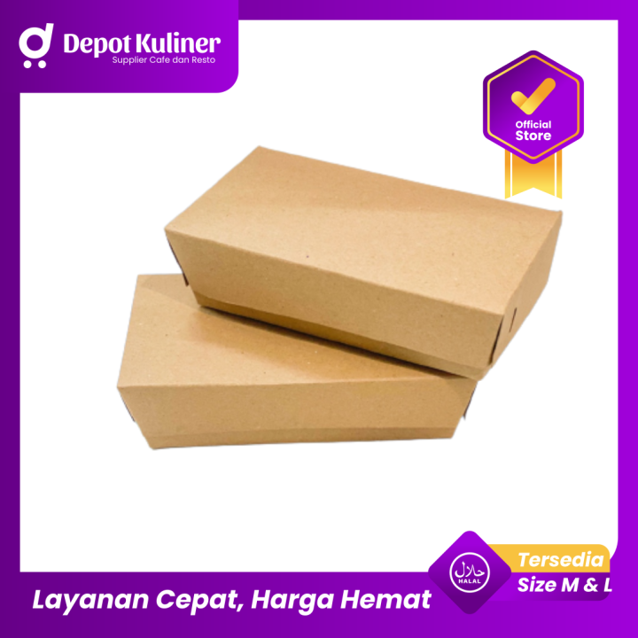 2 Pcs Brown Paper Craft Lunch Box Size M dan L Lembaran / Lipatan ...