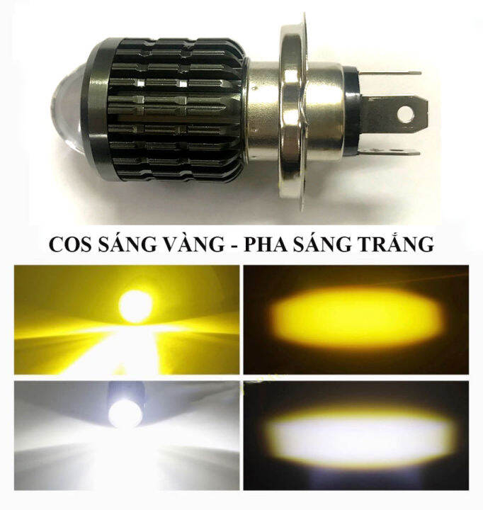 Bóng lét H4 bi cầu sáng pha trắng cos vàng dành cho xe máy sài bóng 3 ...