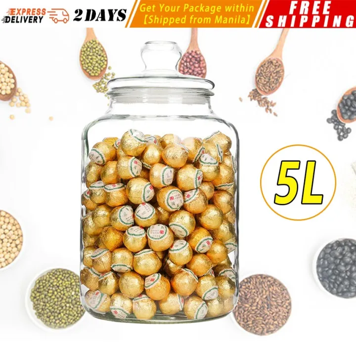 【3L/5L】Honey Glass Bottle Fruit Sauce Bottle Grain Enzyme Bottle Pickle ...