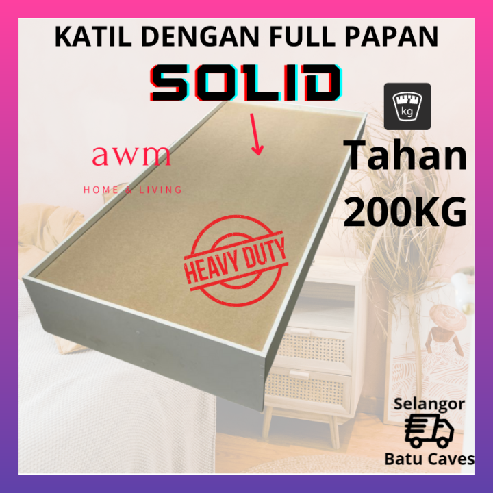 AWM Single Bed Frame Katil bujang Katil Single White Bed Frame Solid ...