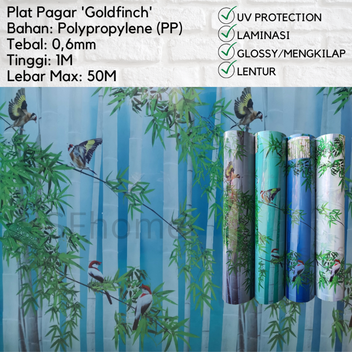 Fiber Plat Pagar Plastik Penutup Pagar Motif Goldfinch 1 ROLL (50Meter ...