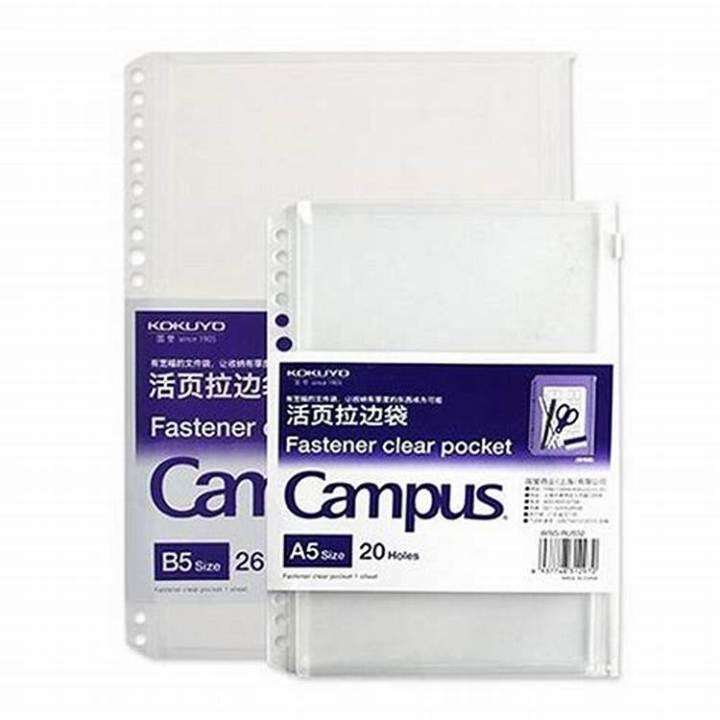 KOKUYO Campus B5 size (WSG-RUS31 36holes) & A5 size (WSG-RUS32 20holes) Fastener clear pocket ...