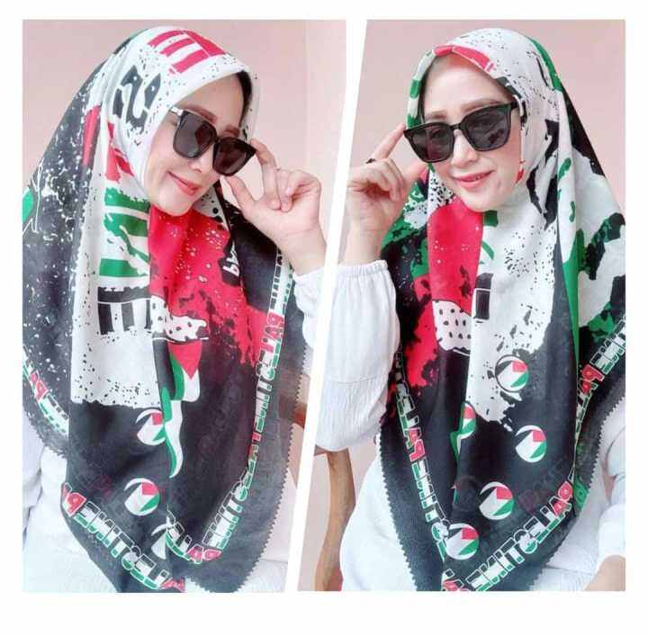 KERUDUNG SEGI EMPAT MOTIF PALESTINA HIJAB PALESTIN LASER CUT 110X110 ...