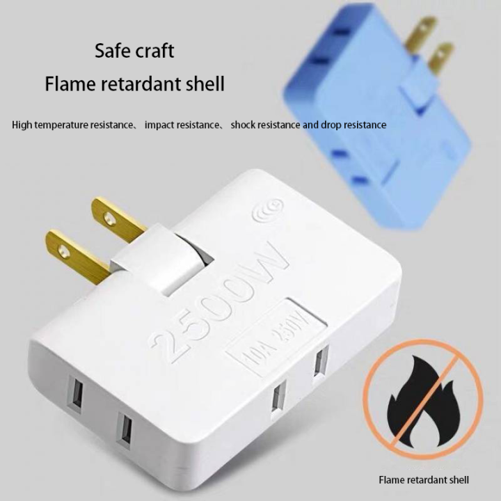 3-way Rotatable Flat Pin Power Adapter Socket with Adjustable Plug 180 ...