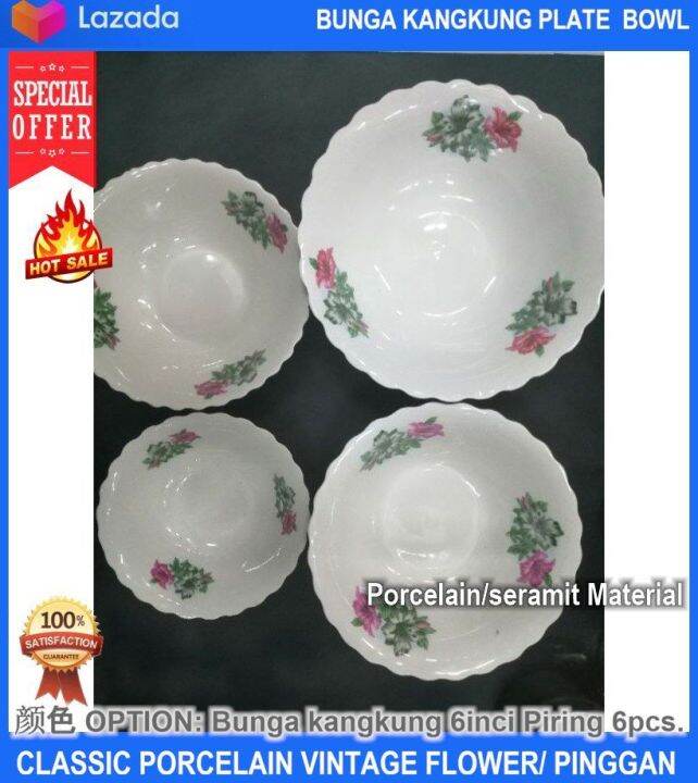 Bunga Kangkung Plate & Bowl Classic Porcelain Vintage Flower/ Pinggan ...