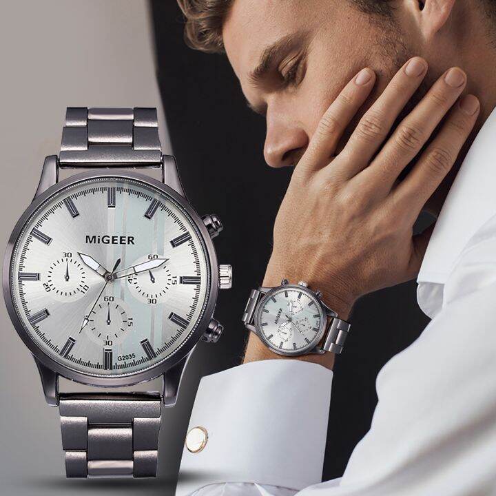 แฟชั่นกลวง S ^Imple MiGEER สีดำนาฬิกาข้อมือสีฟ้าย้อนยุคเหล็กนาฬิกา ...