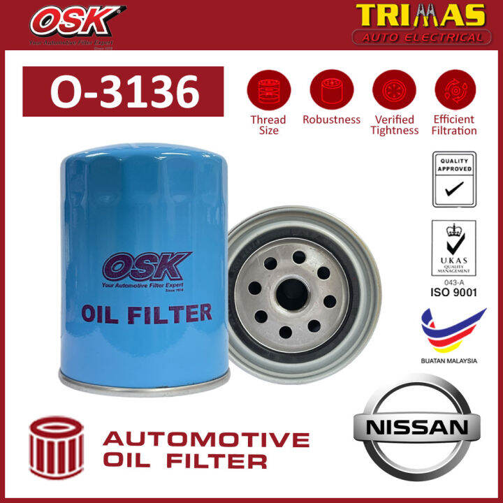 OSK Oil Filter Nissan Patrol Y60 Penapis Minyak Hitam Enjin Engine O ...