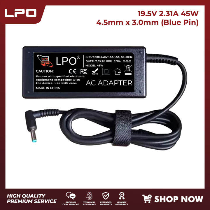 LPO Laptop Charger Adapter 19.5V 2.31A 45W 4.5mm x 3.0mm Compatible for HP 14-ac101ne | Lazada PH