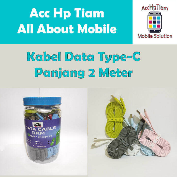 Kabel Data Type-C Panjang 2 Meter Asia RKC Fast Charging - Data Cable ...