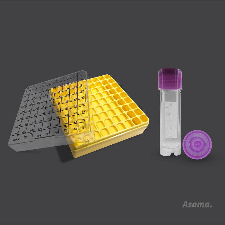 100 pcs Cyrotubes PP; Sterile / Cyro Box 81 ช่องเก็บ PC : ช่องหลอดแช่ ...