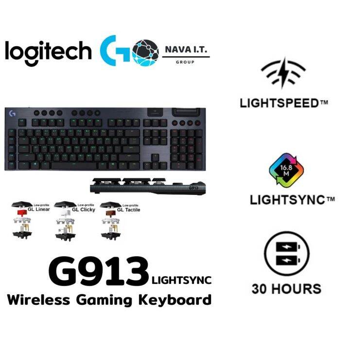 Logitech G913 LIGHTSYNC GL Tactile Wireless Gaming Keyboard EN/TH รับ ...