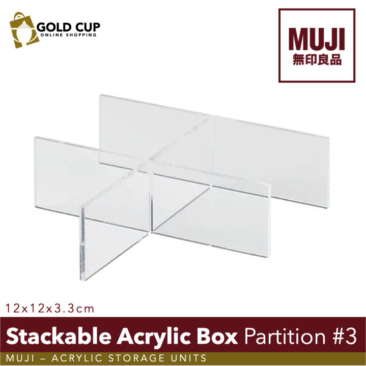 MUJI Stackable Acrylic Box Partition #3 - About 12x12x3.3cm (Acrylic ...