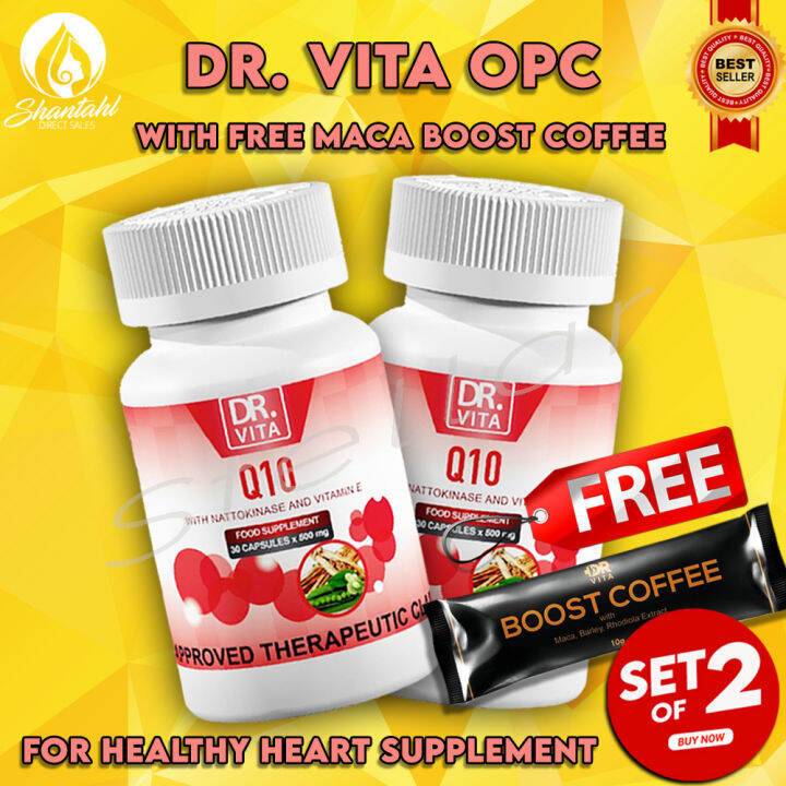 SET OF 2! FREE SACHET + Authentic Dr. Vita Q10 with Nattokinase and Vitamin E for Healthy heart ...