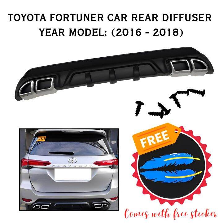 CP 2016 2017 2018 Toyota Fortuner Car Rear Bumper Diffusers Lip Spoiler ...