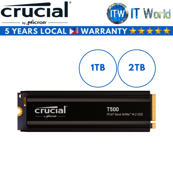 Crucial T500 PCIe Gen4 NVMe M.2 Internal SSD with heatsink (1TB | 2TB) | Lazada PH