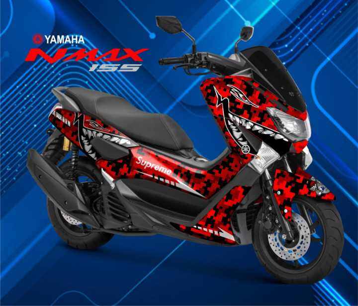 sticker decal full body Yamaha nmax motip shark army merah | Lazada ...