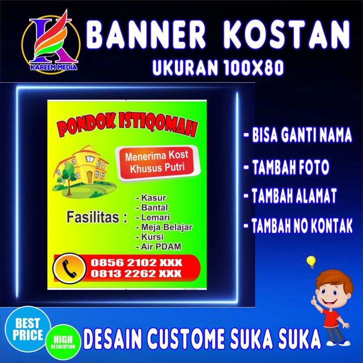 Spanduk Banner Backdrop Kosan / Spanduk Kosan / Spanduk Kostan / Banner ...