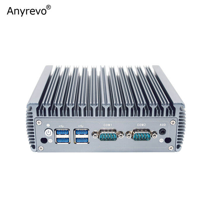 Fanless Industrial Computer Intel Celeron J4125 Quad Core Mini PC with VGA HDMI 2 Gigabit LAN 2 ...