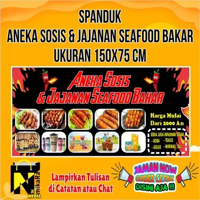 Spanduk Banner Backdrop Aneka Sosis Dan Jajanan Seafood Bakar terbaru ...