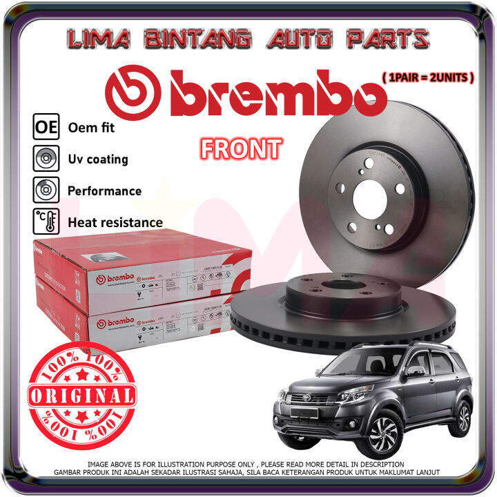 Toyota Rush F700 Front Brake Disc Rotor 1Pair Brembo *Original* | Lazada