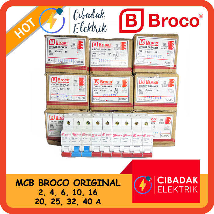 MCB BROCO ORIGINAL 2 A / 4 A / 6 A / 10 A / 16 A / 20 A / 25 A / 32 A ...