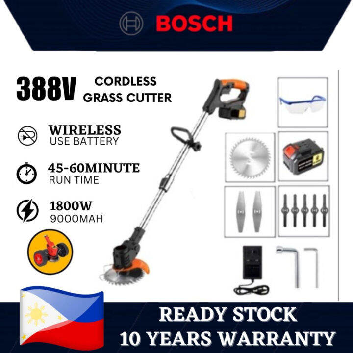 Bosch 388v Cordless Lawn Mower Rechargeable Electric Grass Cutter With Lithium Battery Grass ...