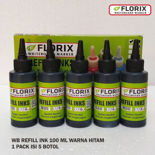Tinta Refill Spidol Whiteboard FLORIX 1 pack isi 5 botol 100 ml (Isi ...