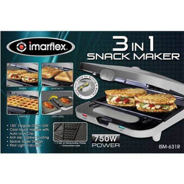 Imarflex Snack Maker 3 in 1 Sandwich Maker Waffle Maker Panini ISM-631R ...